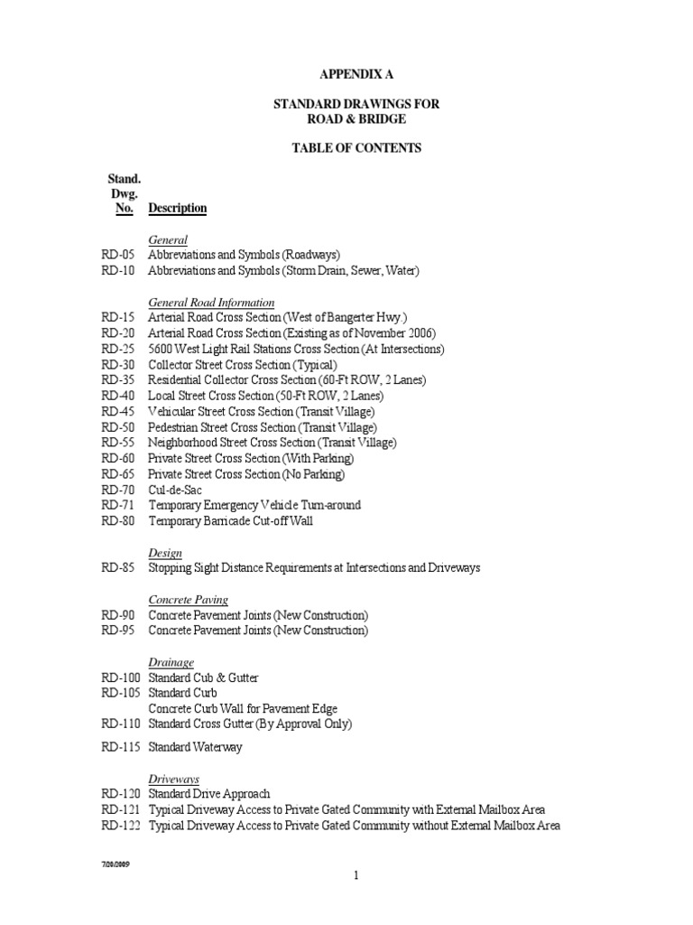 Roads Appendix A Drawings Reduced | PDF | Home & Garden | Technology ...