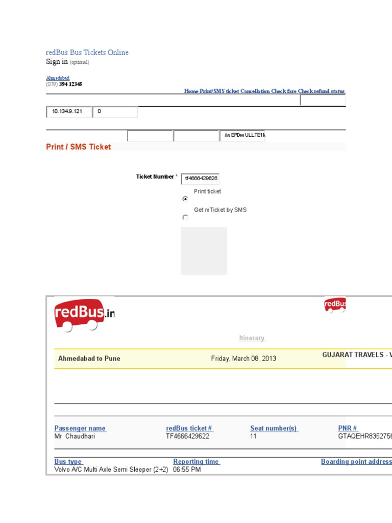 RedBus Bus Tickets Format | Ticket (Admission) | Public Transport
