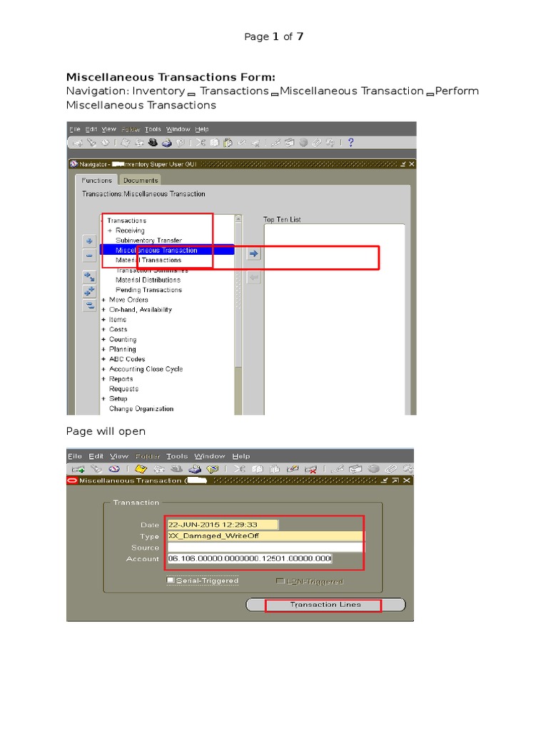 Oracle Inventory Miscellaneous Transactions Process | PDF