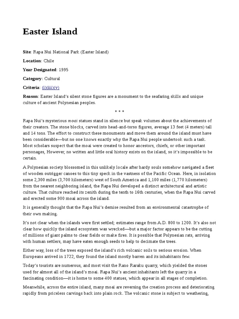 Easter Island | PDF | Nature