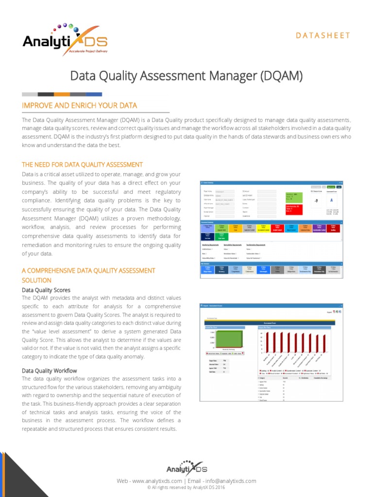 Data Quality Assessment Manager (DQAM) | PDF | Data Quality | Data Analysis