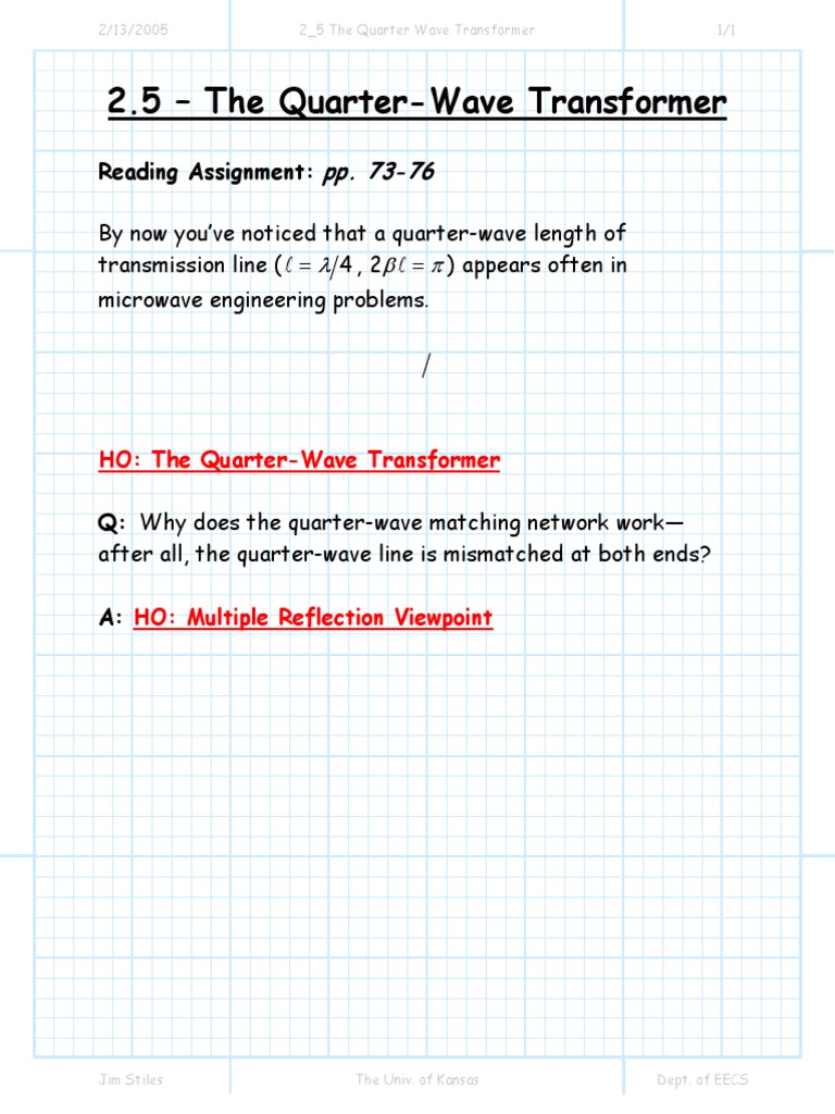 2 5 The Quarter Wave Transformer Package PDF | PDF | Transmission Line ...