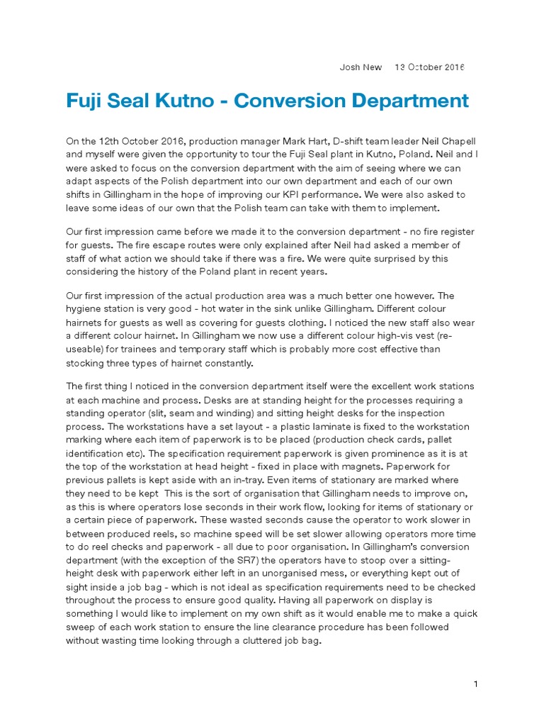 Improving Efficiency at Fuji Seal Kutno | PDF | Industries | Nature