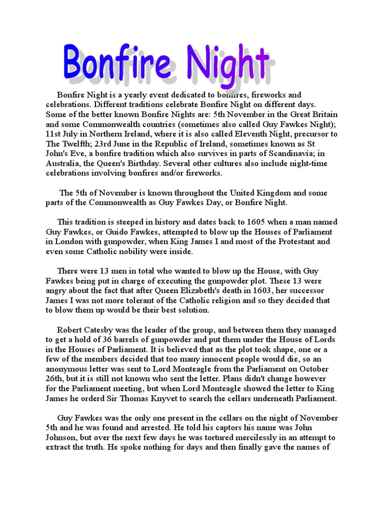 Bonfire Night | PDF | Guy Fawkes | Gunpowder Plot
