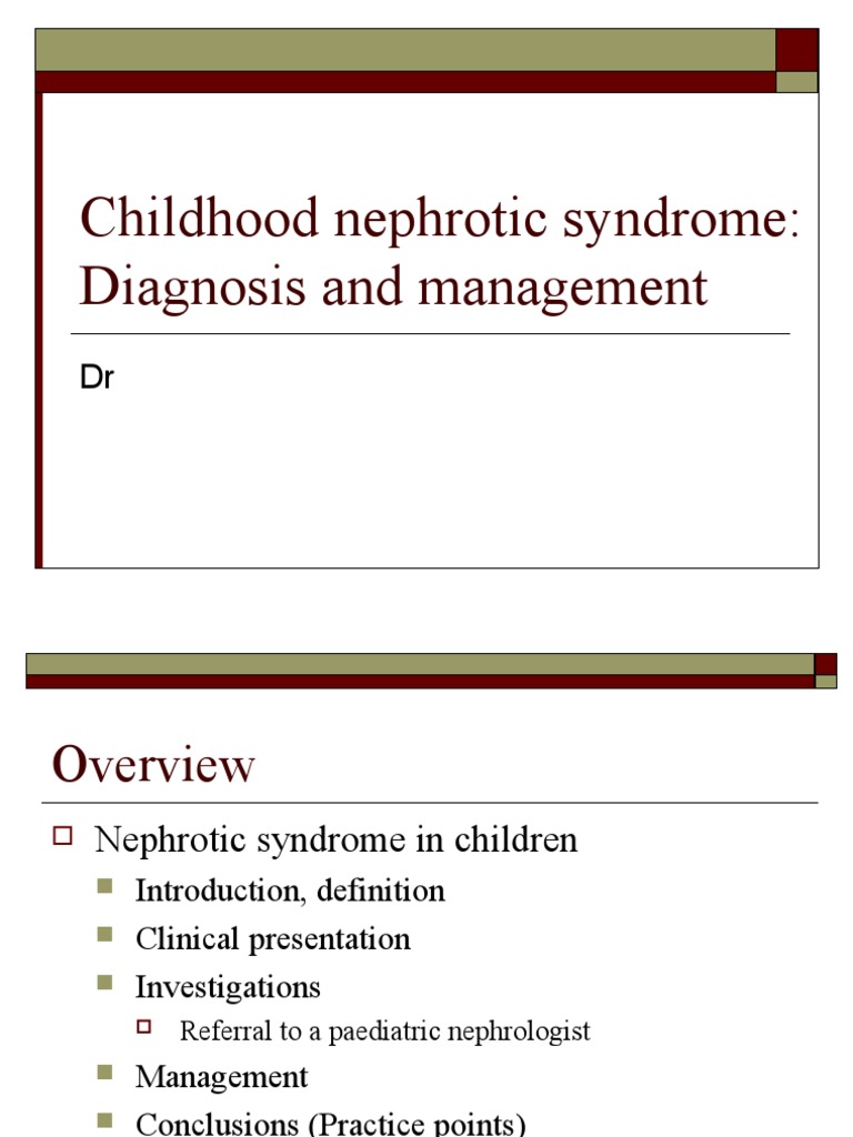1 Childhood Nephrotic Syndrome - Diagnosis and Management | PDF | Edema ...