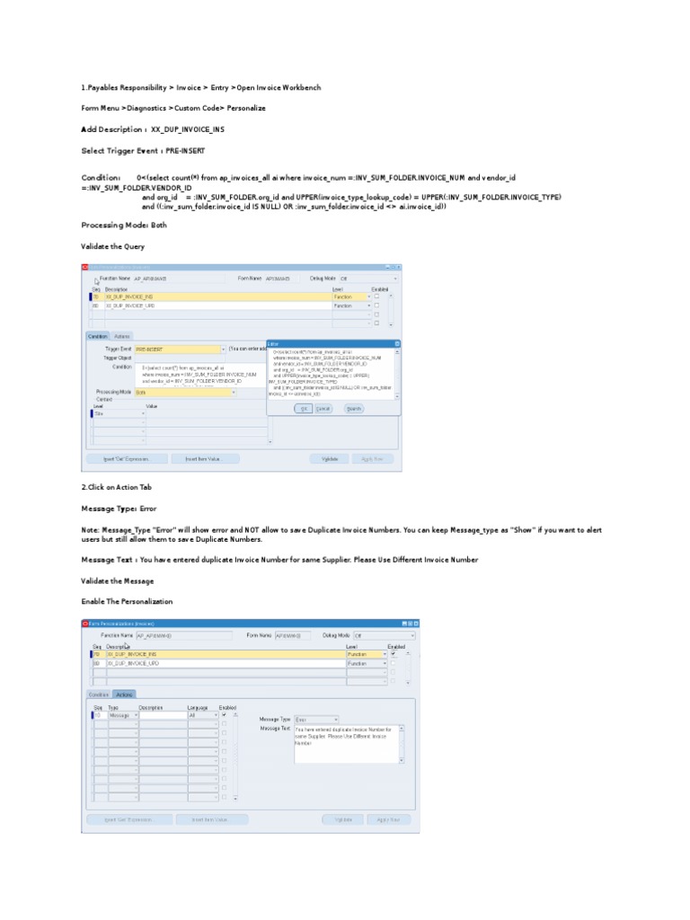 Duplicate Inv Num Personalization | PDF