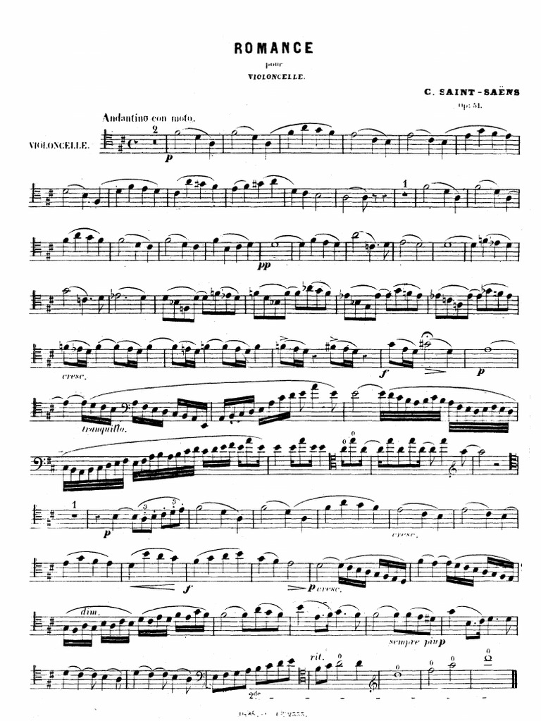 Romance Op.51 (Cello and Piano) Part | PDF