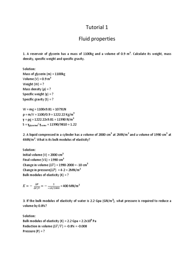 1_fluid-properties_tutorial-solution.pdf | Viscosity | Shear Stress