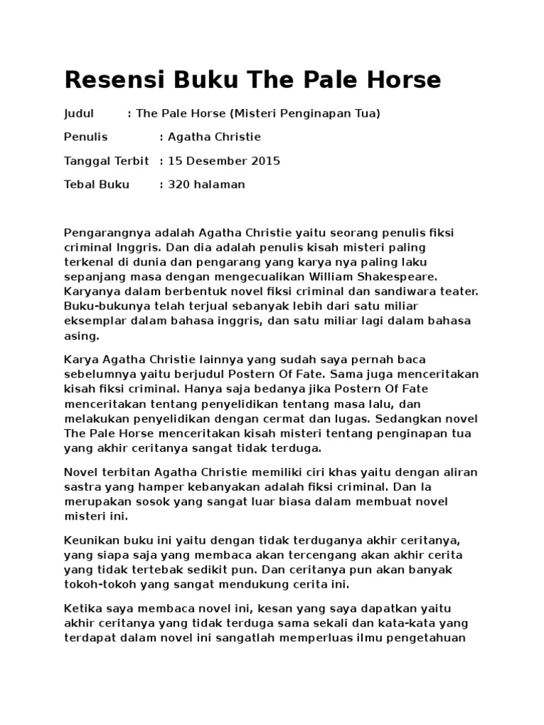 Resensi Buku The Pale Horse | PDF