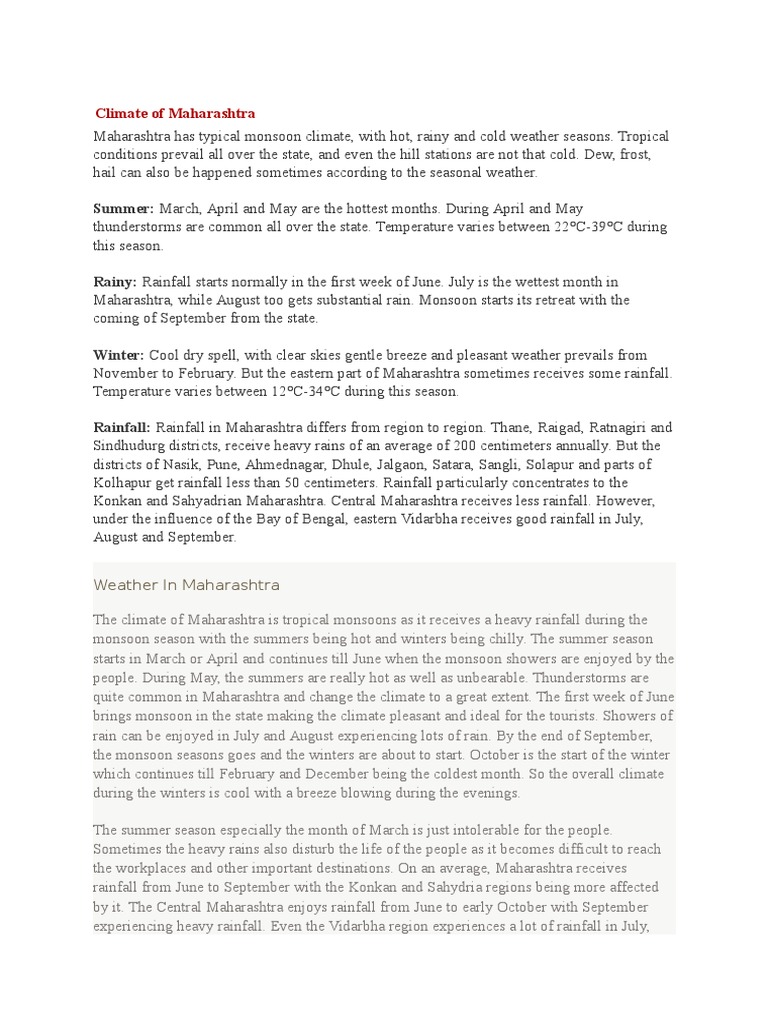 Climate of Maharashtra | PDF | Rain | Monsoon