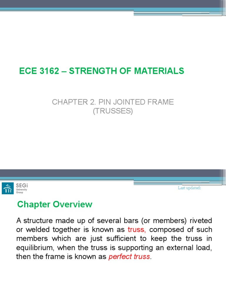Chapter 2 Pin Jointed Frame | PDF | Truss | Classical Mechanics