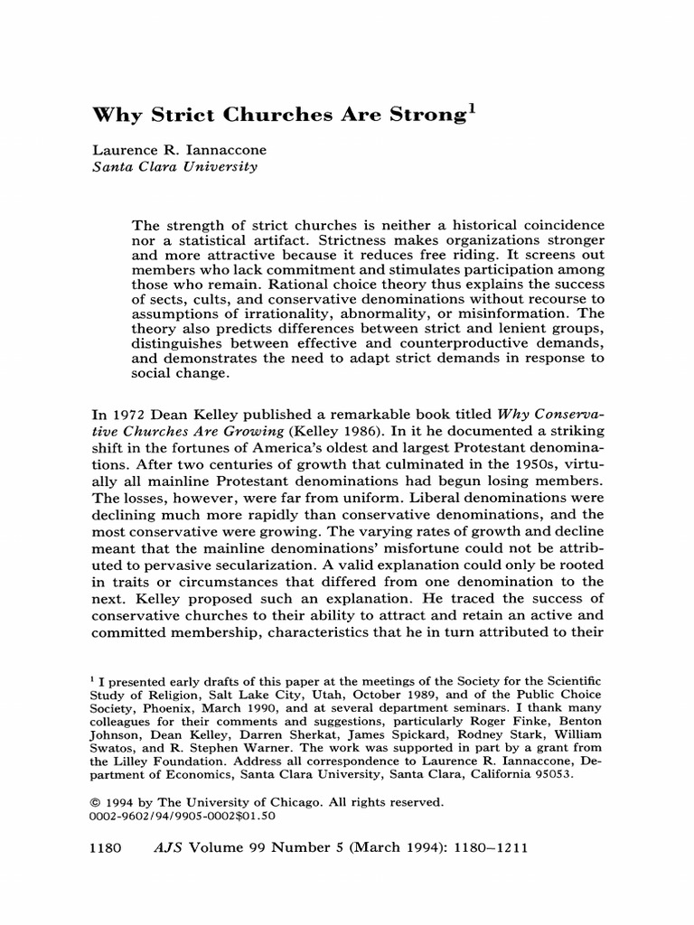 Strength in Strict Churches | PDF | Mainline Protestant | Protestantism