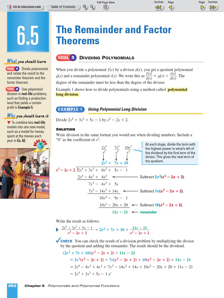 The Remainder and Factor Theorem | PDF | Division (Mathematics ...