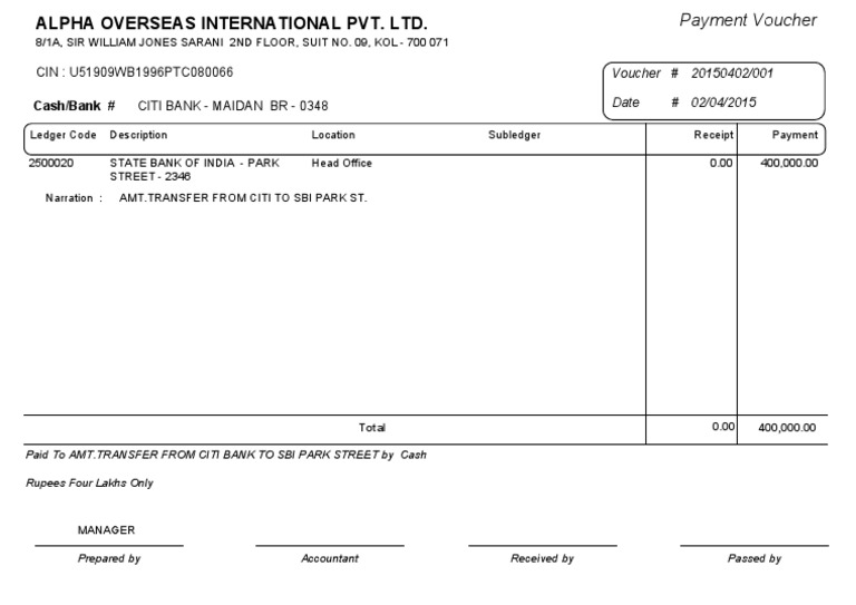 Payment Voucher for Fund Transfer | PDF
