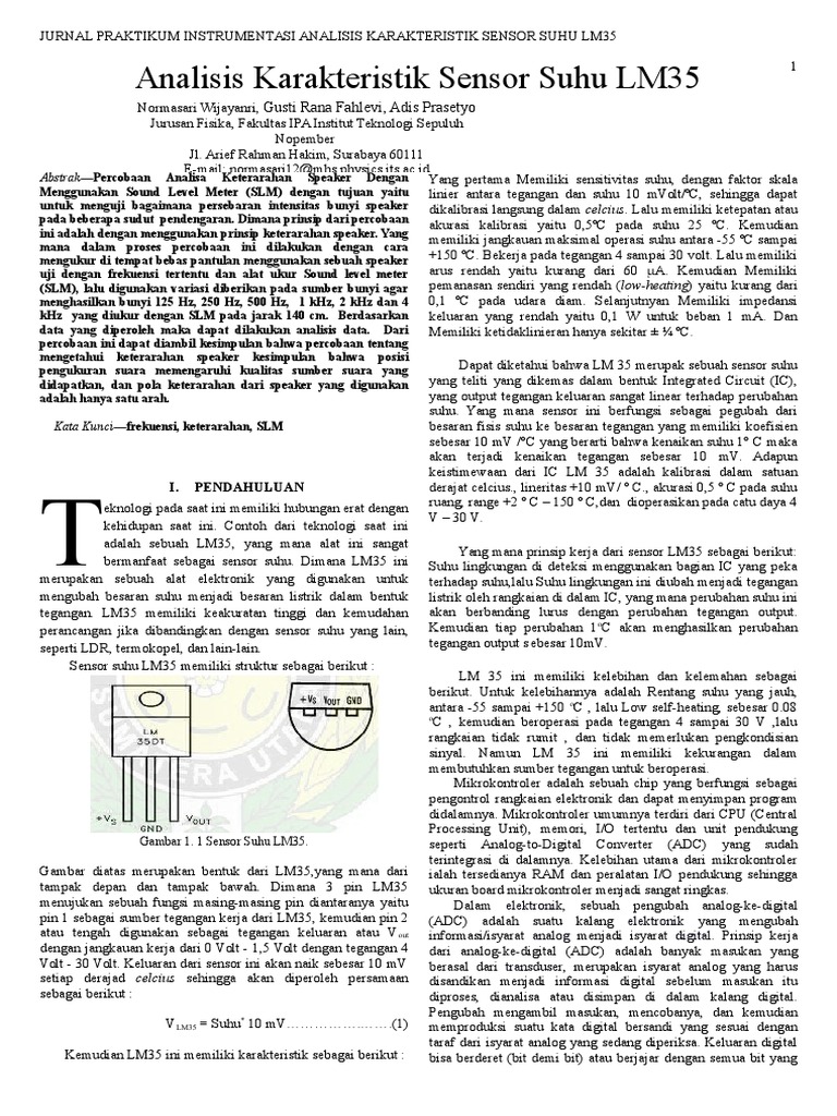 Analisis Karakteristik Sensor Suhu LM35 | PDF