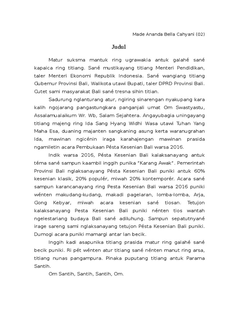 Pidato Bahasa Bali | PDF