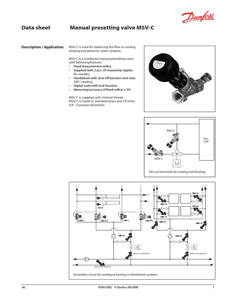 Danfoss MSV C | PDF | Valve | Pressure