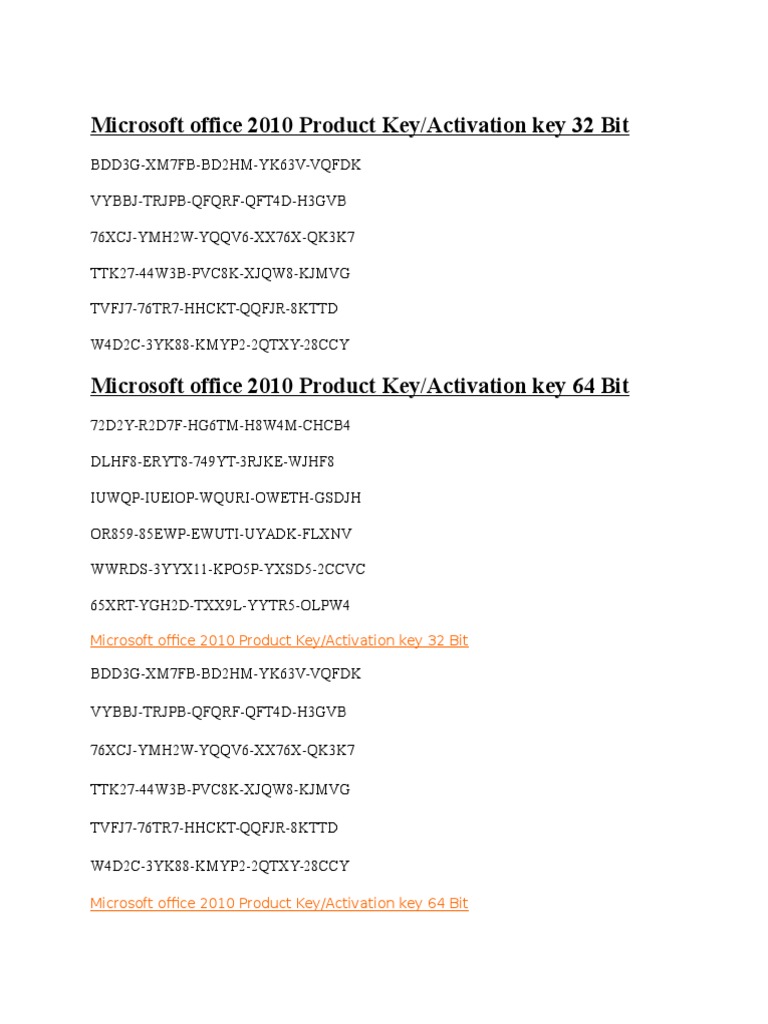 Microsoft Office 2010 Product Key | PDF