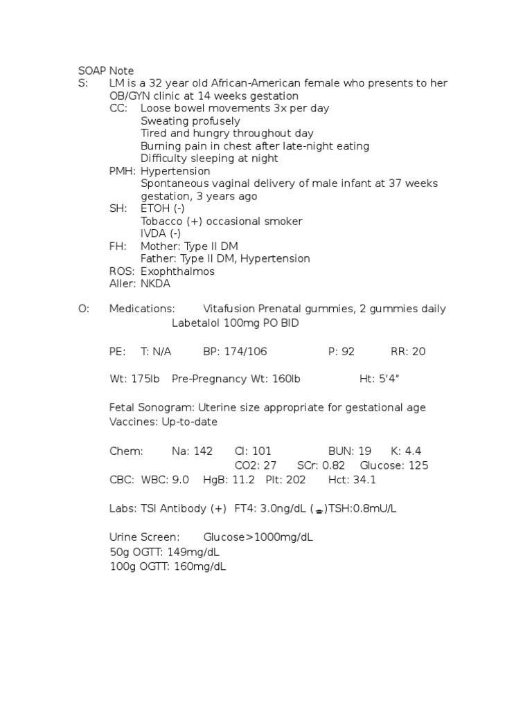 Lm Soap Note | Gestational Diabetes | Pregnancy