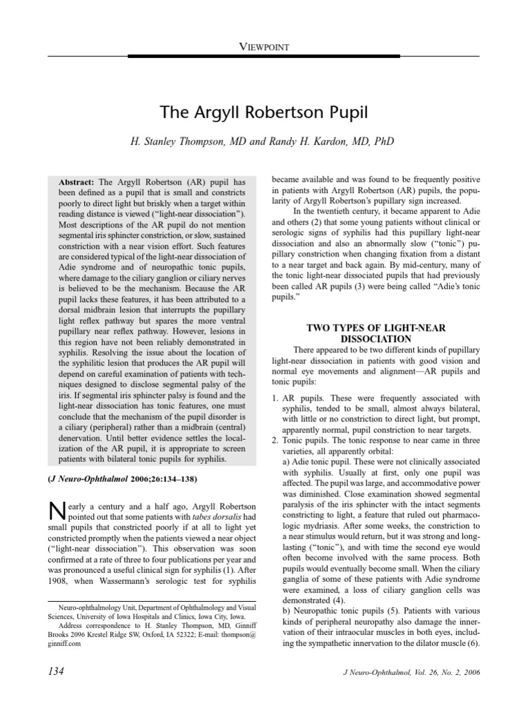 The Argyll Robertson Pupil.12 PDF | PDF | Wellness | Science & Mathematics