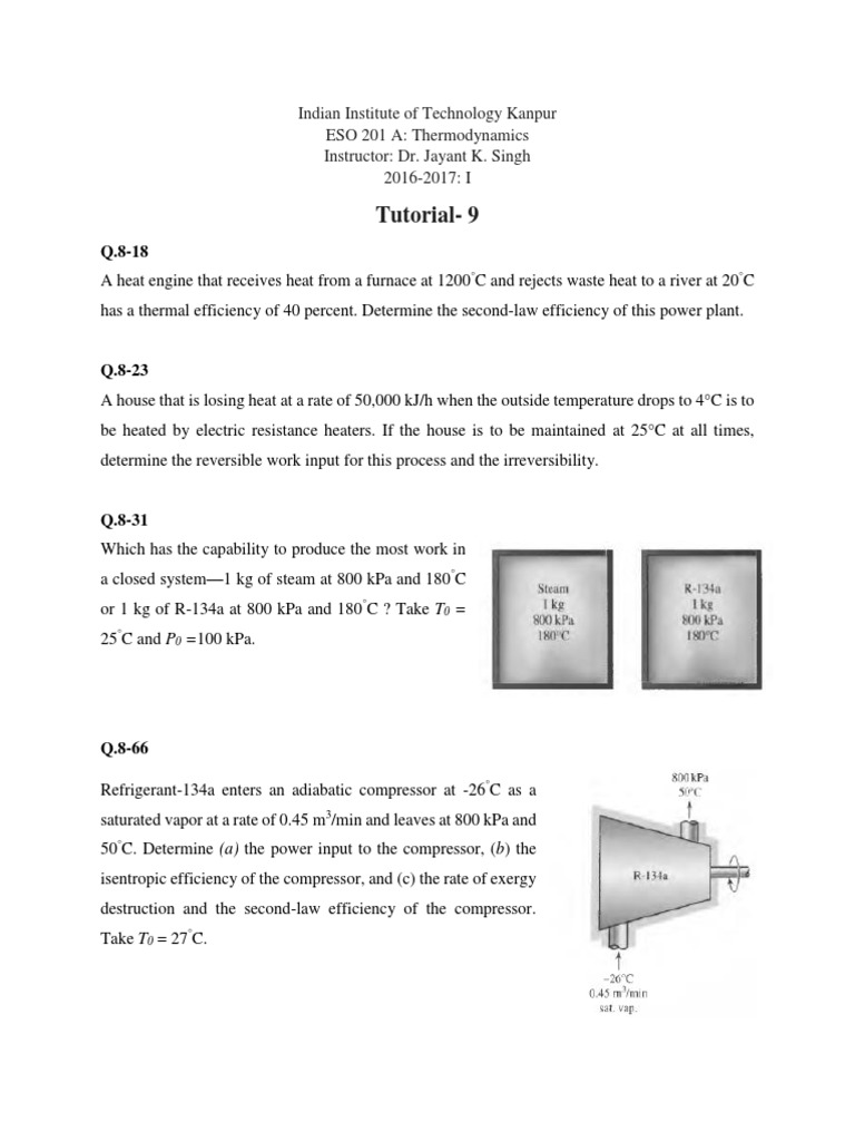 ESO201 IIT Assignment | PDF | Exergy | Steam