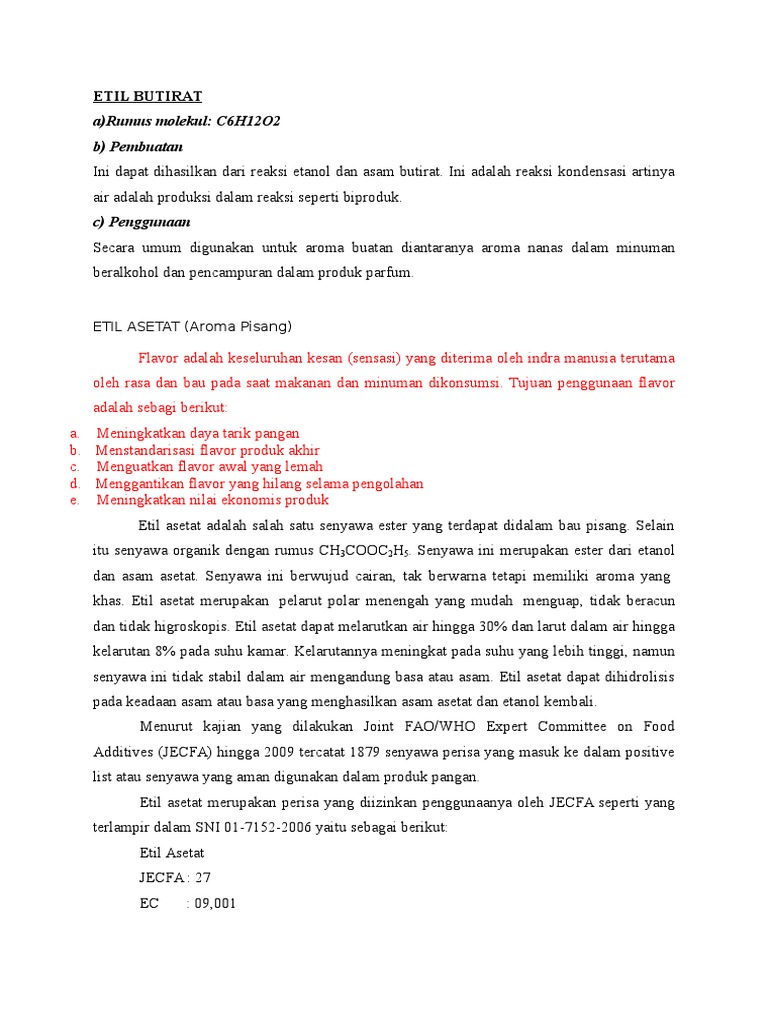 Etil Butirat: Aroma dan Penggunaan | PDF | Kesehatan Holistik | Sains ...
