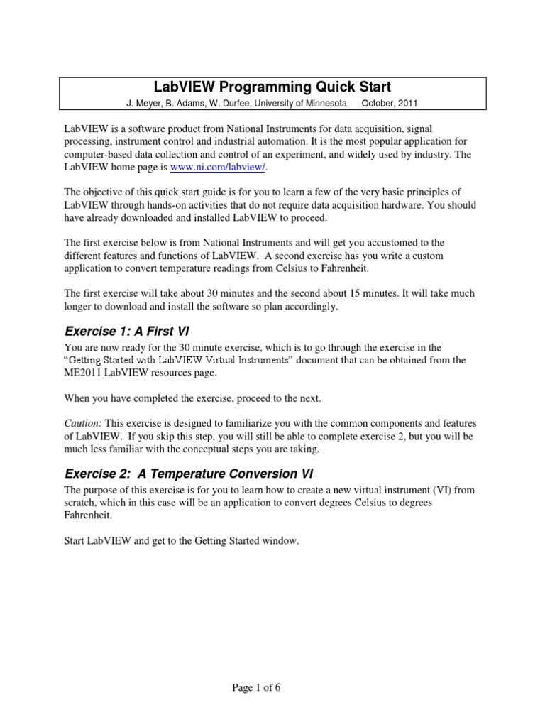 LabVIEW Programming Quick Start | PDF | Data Acquisition | Systems Engineering