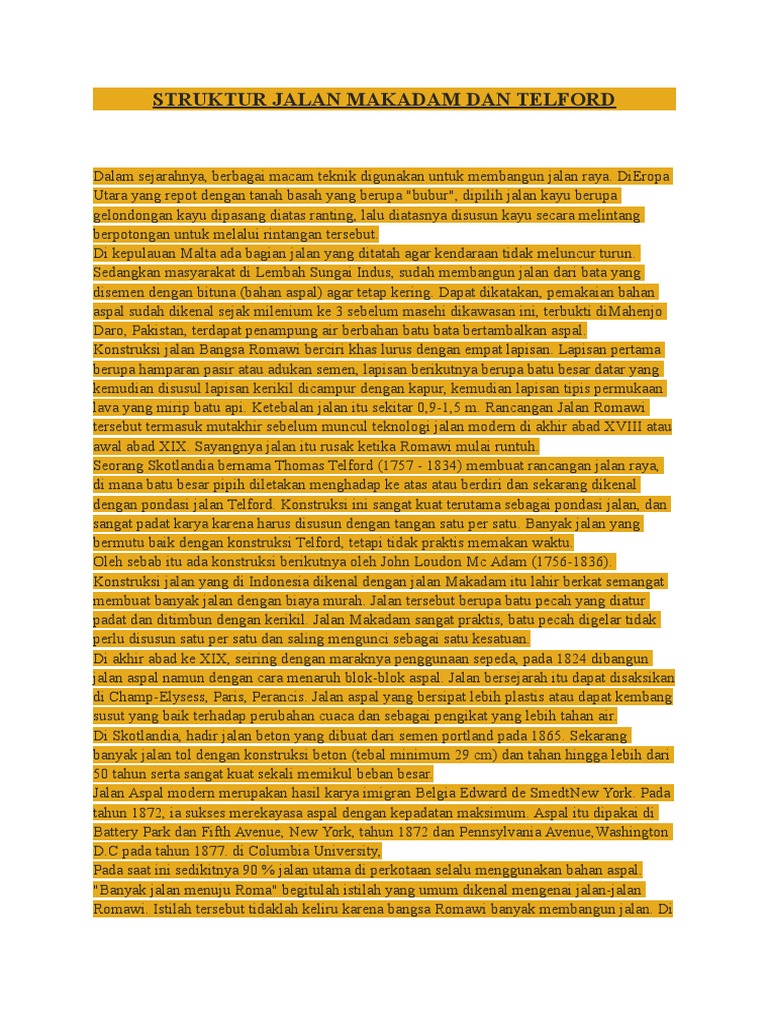 Struktur Jalan Makadam Dan Telford | PDF | Ilmu Sosial