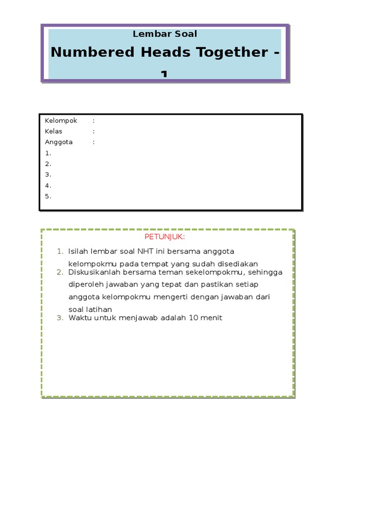 Contoh Lembar Soal NHT | PDF