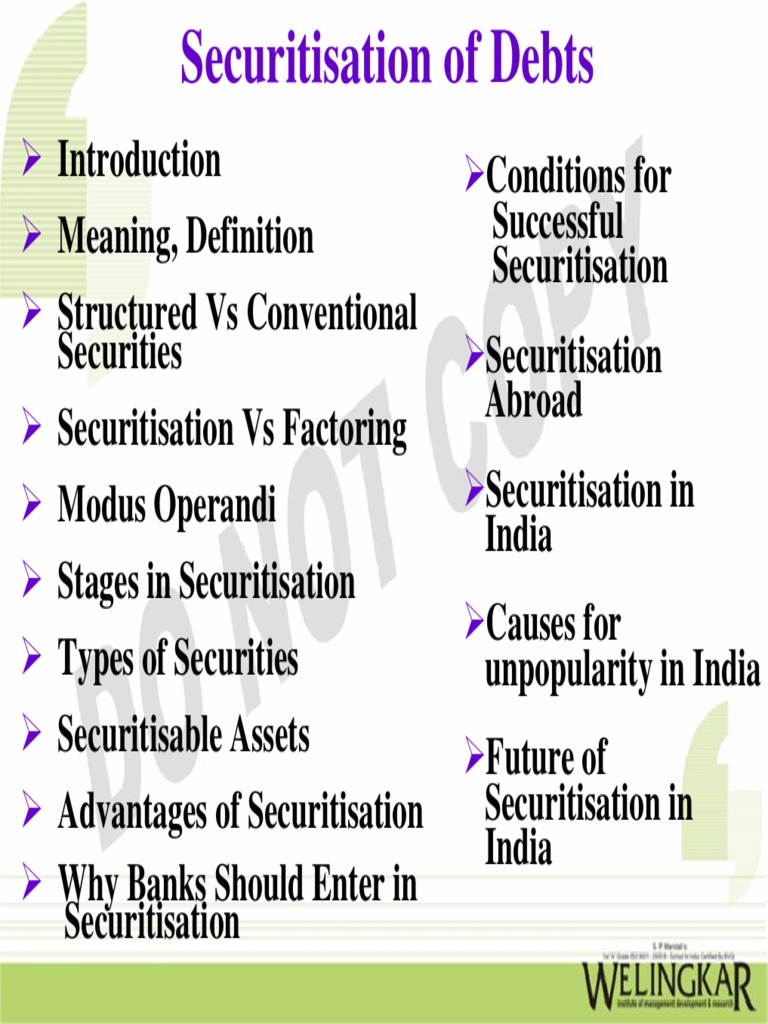 Debt Securitisation | PDF | Securitization | Securities (Finance)