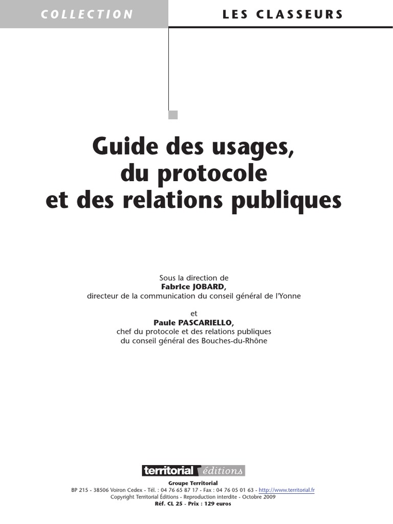 Guide Des Usages Du Protocole Et Des Relations Publiques | PDF | France | Gouvernement