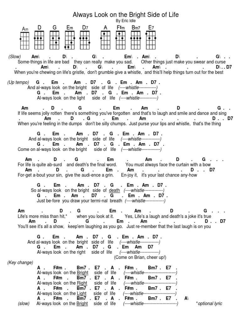 Always Look on the Bright Side of Life: An Analysis of the Lyrics and ...