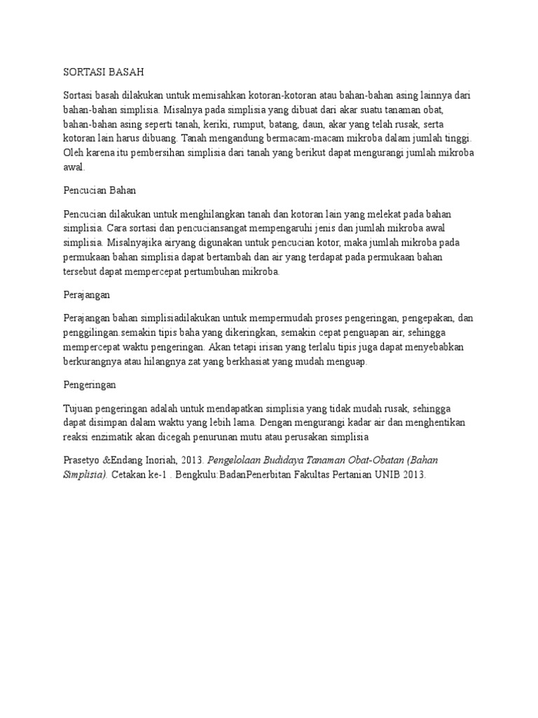 Sortasi Basah | PDF