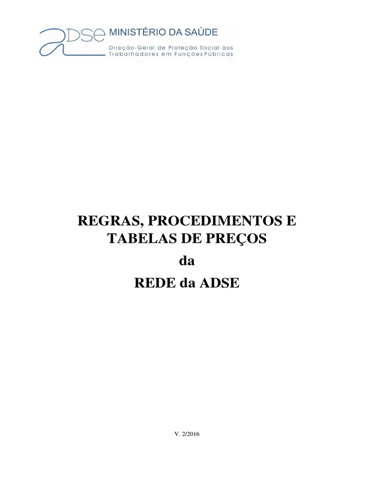 Regras e Tabelas da Rede ADSE | PDF | Arquivo de texto | Estatuto de ...