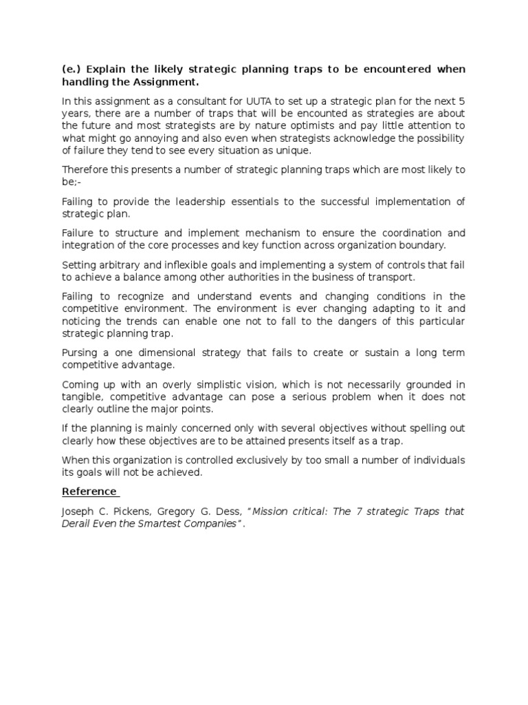 Strategic Planning Traps | PDF