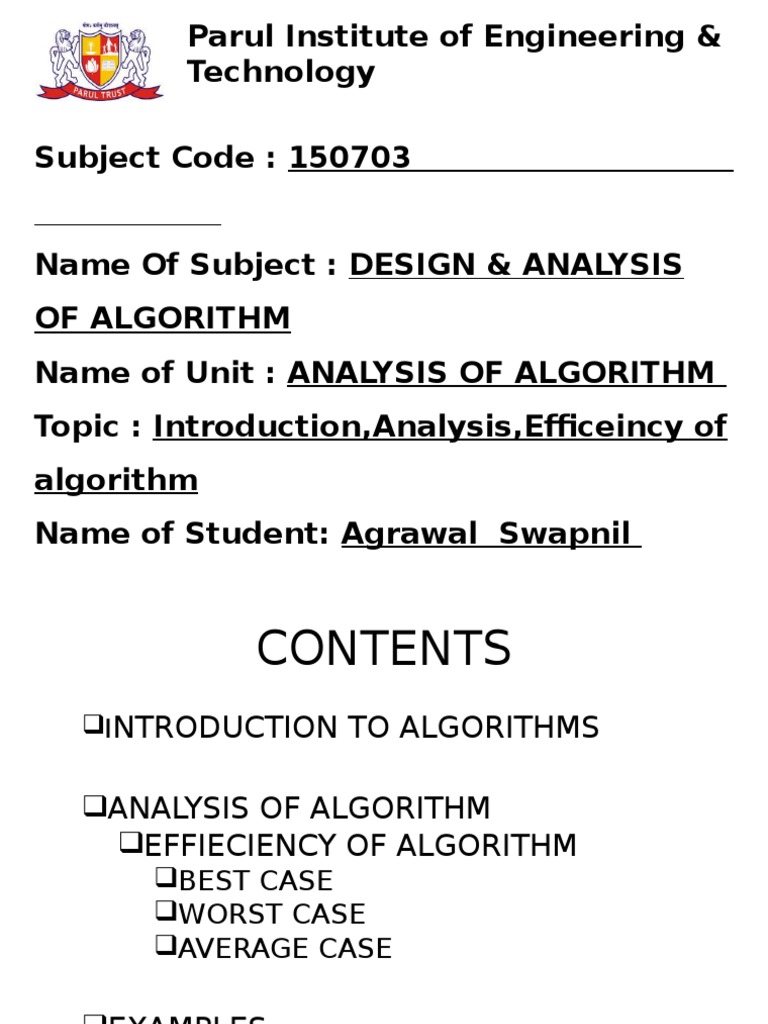 DAA Intro | PDF | Recurrence Relation | Time Complexity