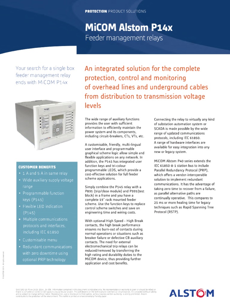 Micom P143-Alstom Relay | PDF
