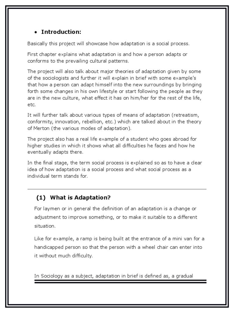 Adaptation As A Process of Social Change | PDF | Adaptation | Sociology