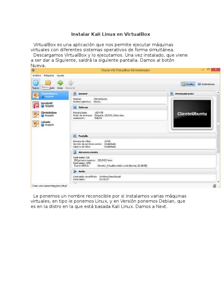 Instalar Kali Linux en VirtualBox | PDF | Tecnología de sistema ...