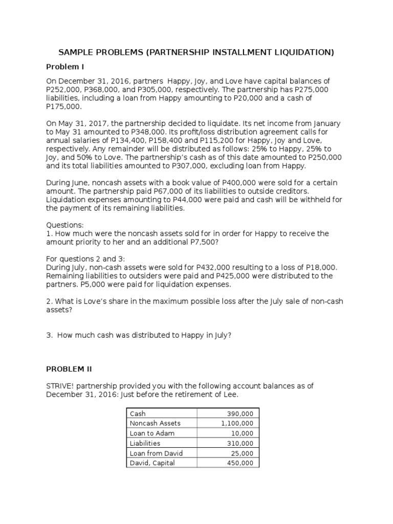 Installment Liquidation SP | PDF