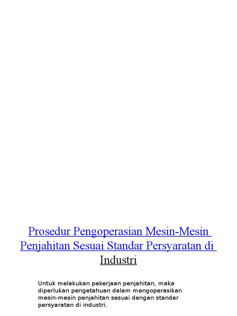 Prosedur Operasi Mesin Jahit | PDF