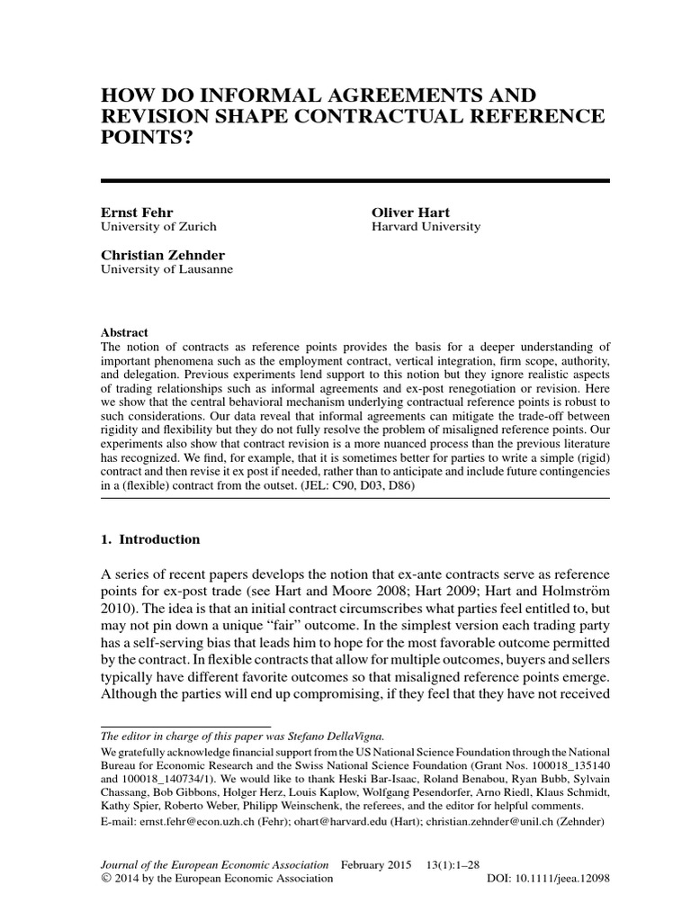 How Do Informal Agreements and Revision Shape Contractual Reference ...