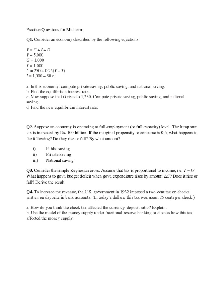 Practice Questions For Mid Term 2 PDF | PDF | Keynesian Economics ...