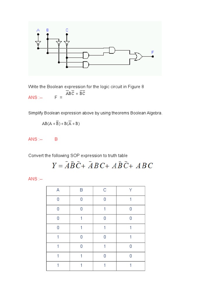 Write The Boolean Expression For The Logic Circuit in Figure 8 F | PDF ...