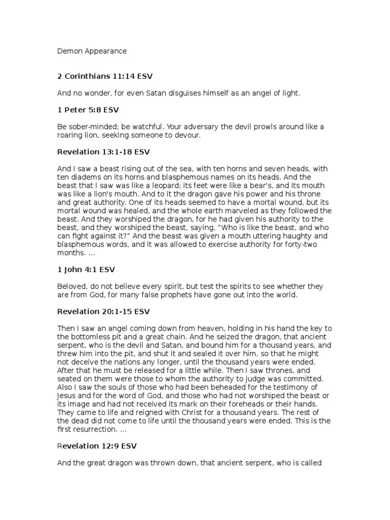 Bible Verses On Fallen Angels and The Nephilim - Demons | PDF | Devil ...
