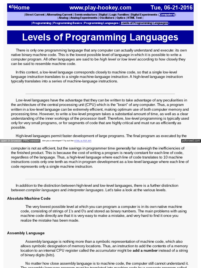 High Level Lang and Low Level Language | PDF | Assembly Language ...