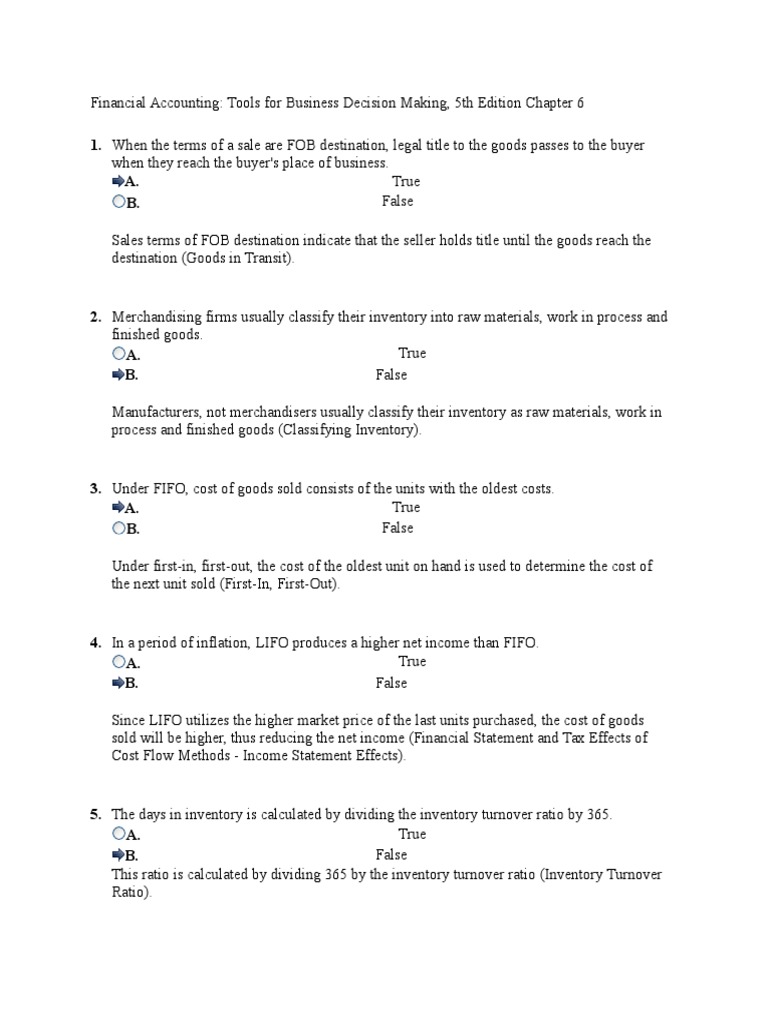 Chapter 6 Inventory Accounting Quiz | PDF | Inventory Valuation | Cost ...