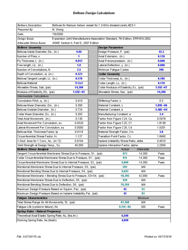 Titanium Bellows Design Calculations | PDF | Young's Modulus ...