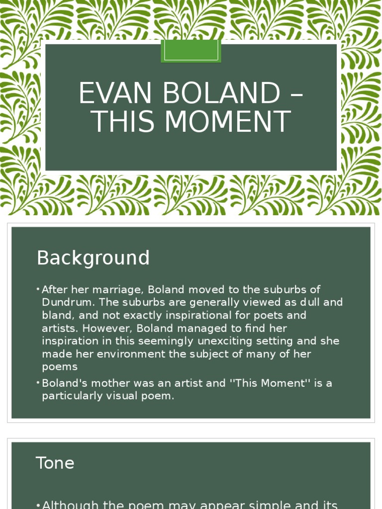 Evan Boland - This Moment | PDF | Poetry