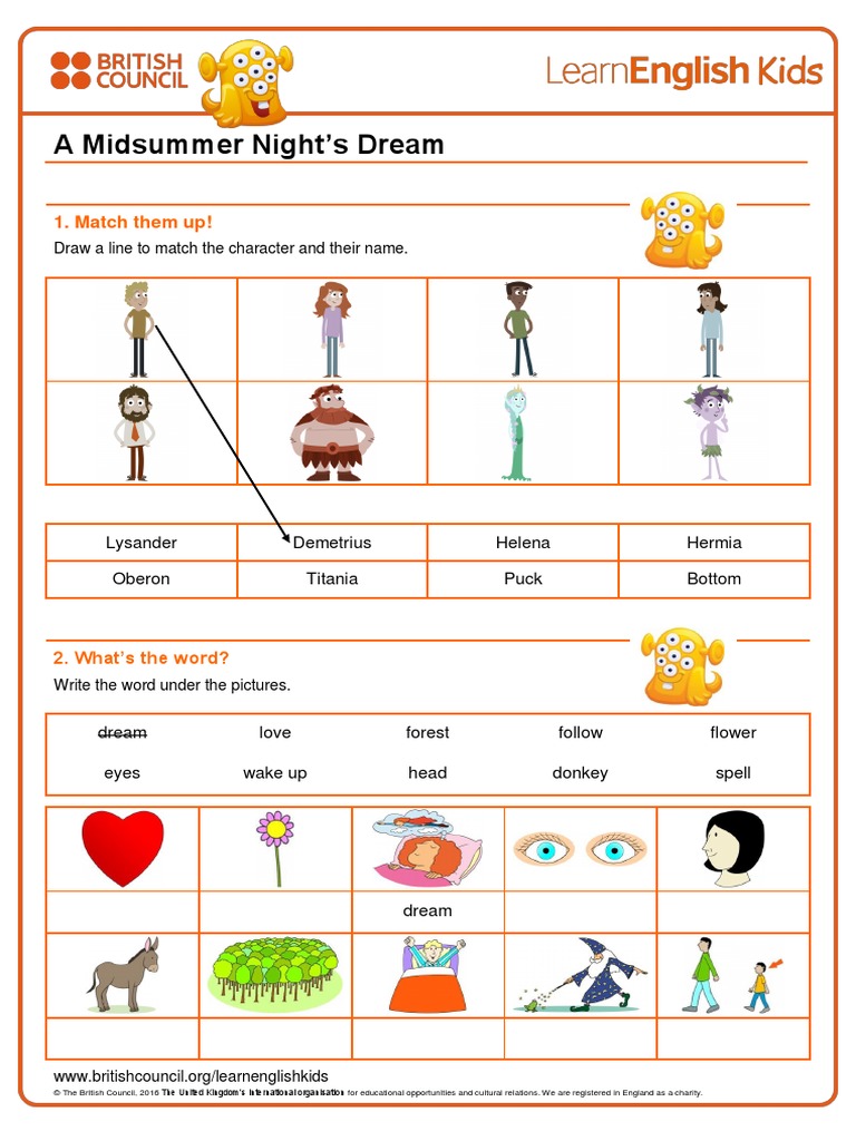 Shakespeare A Midsummer Nights Dream Worksheet | PDF | A Midsummer ...